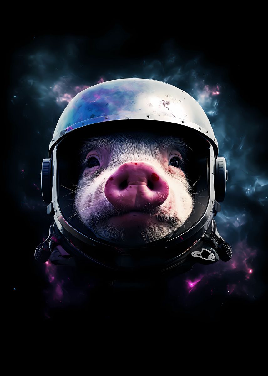 'Pig Astronaut Farmer' Poster, picture, metal print, paint by ...