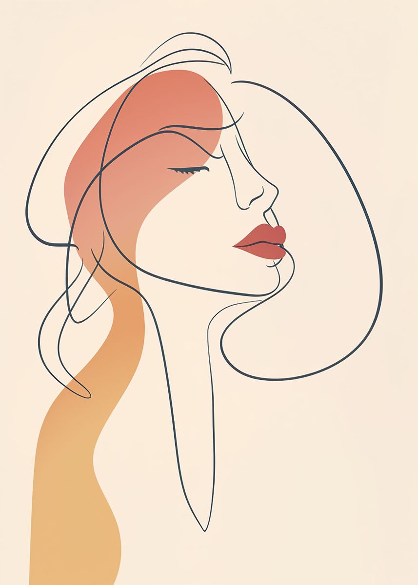 'Abstract Woman Lines Face' Poster, picture, metal print, paint by ...