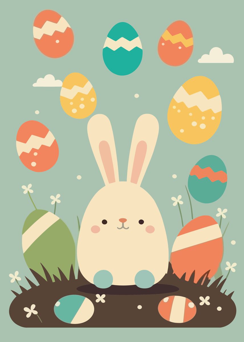 'Cartoon easter' Poster, picture, metal print, paint by Cao Thi Hieu | Displate
