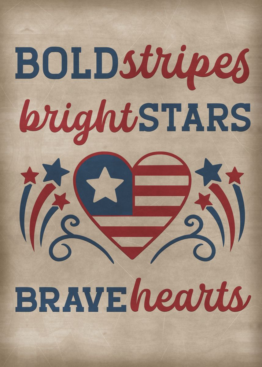 'Bold Stripes Bright stars' Poster, picture, metal print, paint by ...