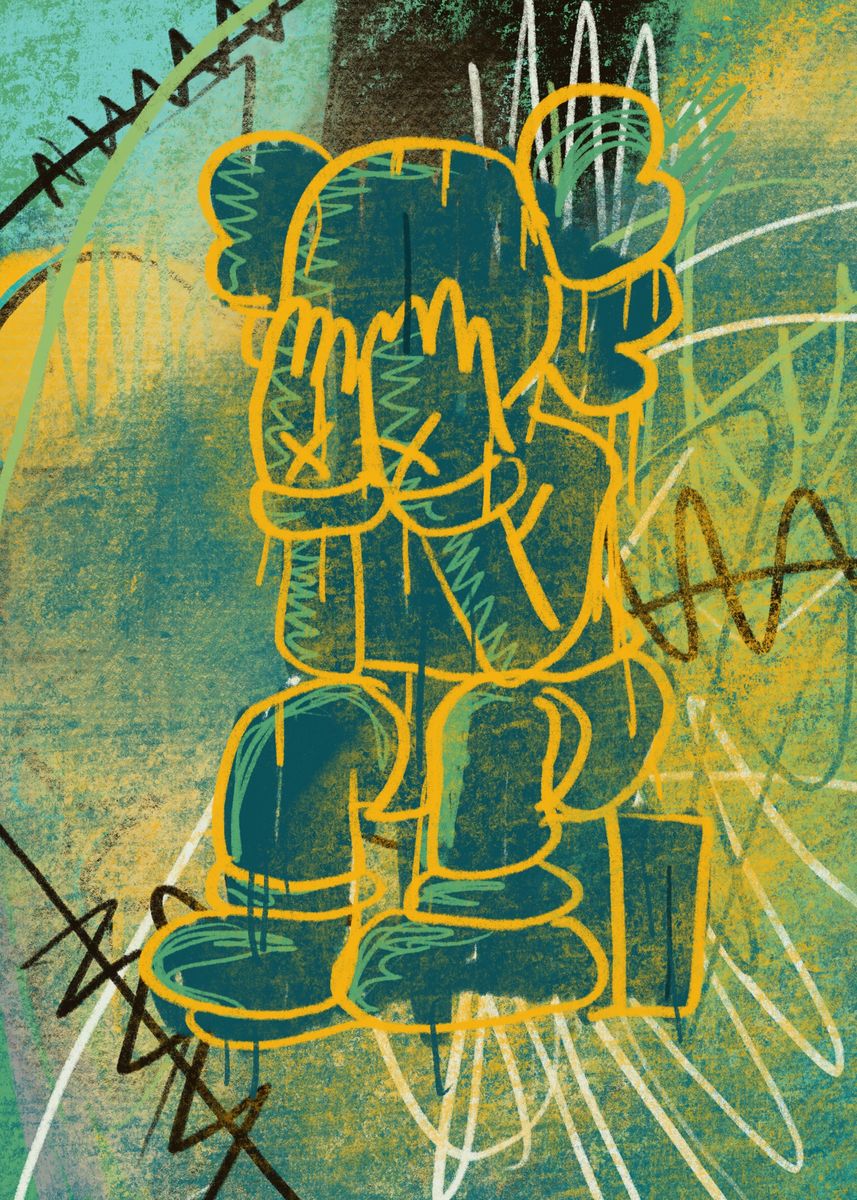 'Green abstract kaws' Poster by masn | Displate