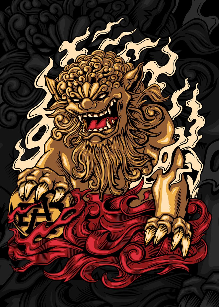 'SHISA LION DOG' Poster, picture, metal print, paint by Edser Soriao ...