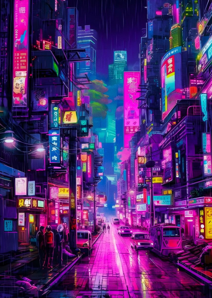 'Night city landscape 1' Poster, picture, metal print, paint by Elz art ...