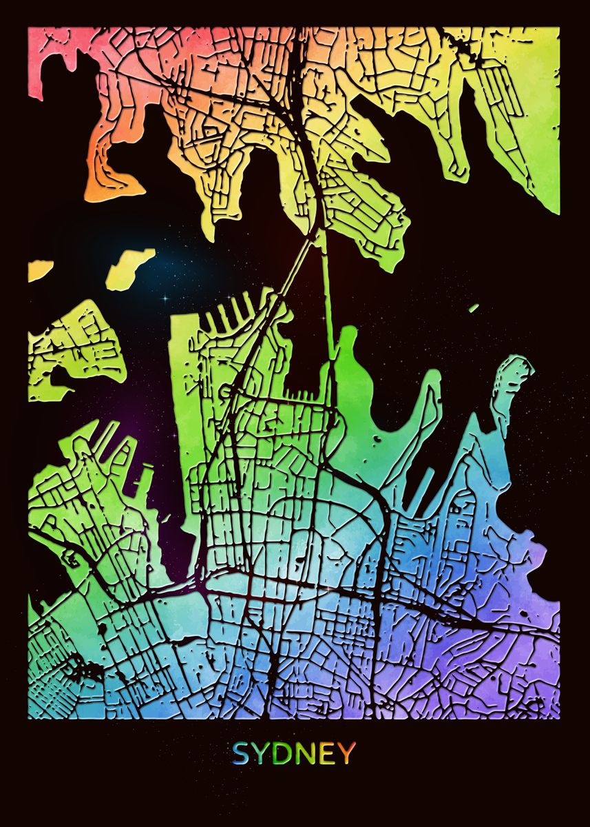 'Sydney Map' Poster, picture, metal print, paint by Terrance Seay ...