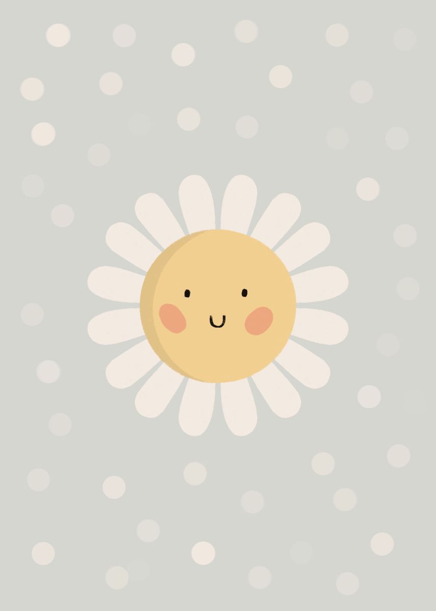 'Cute smiley daisy flower' Poster, picture, metal print, paint by ...