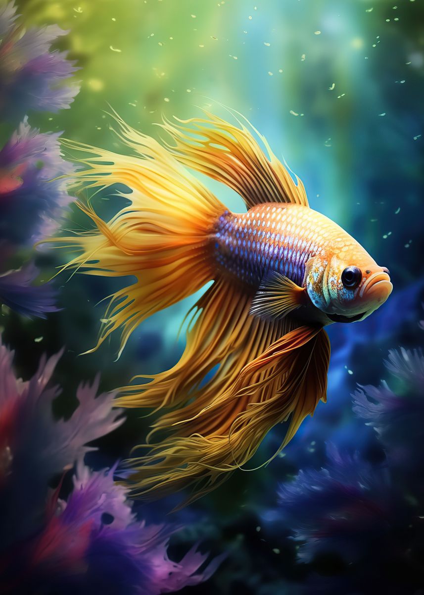 'Betta fish' Poster, picture, metal print, paint by Rachelle Mcgrath ...