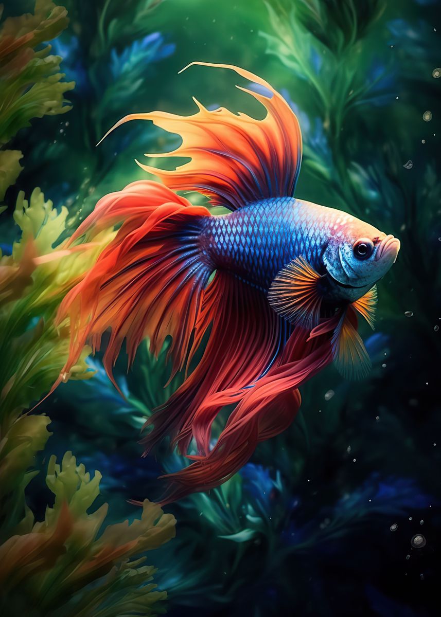 'Betta fish' Poster, picture, metal print, paint by Rachelle Mcgrath ...