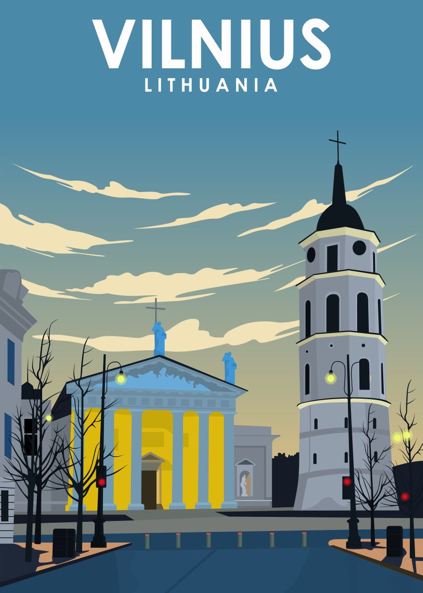 'Vilnius Lithuania Travel' Poster, picture, metal print, paint by Jorn ...