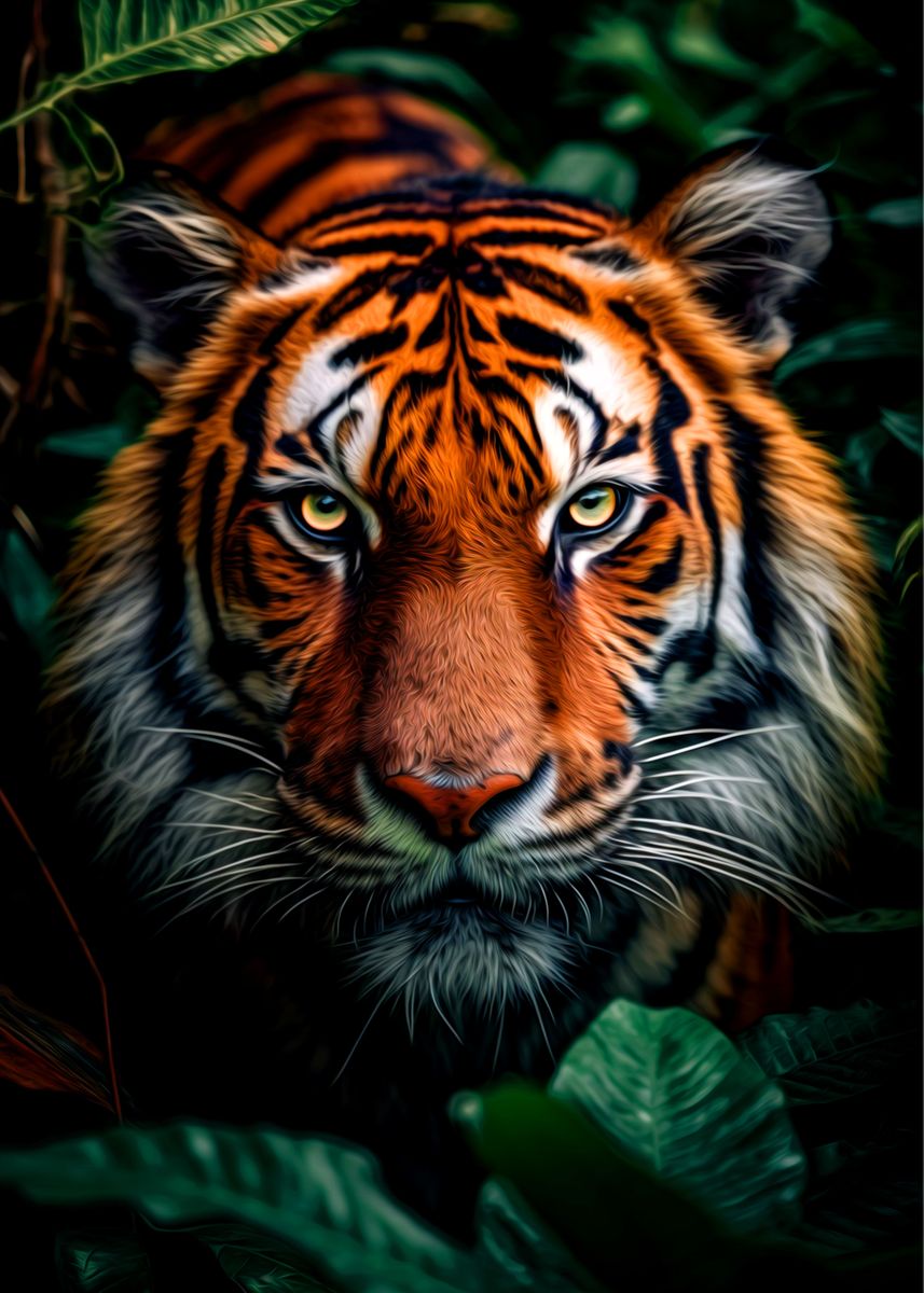 'Tiger' Poster, picture, metal print, paint by bds land | Displate