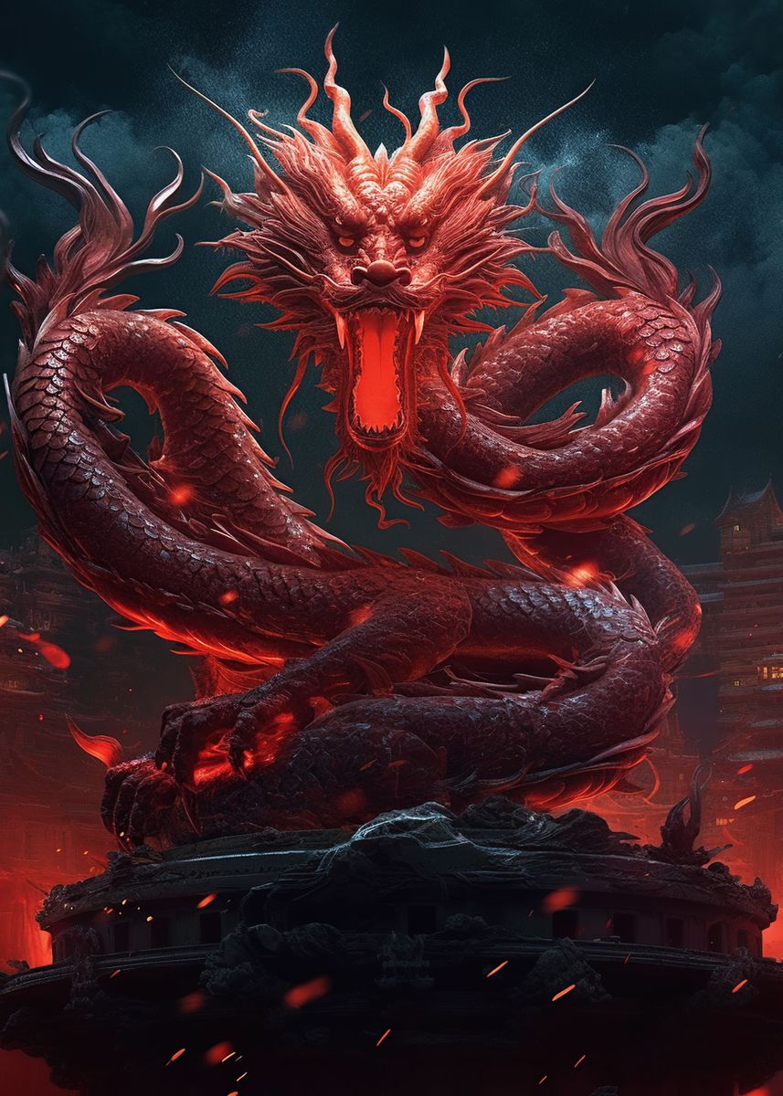 'Red Dragon' Poster, picture, metal print, paint by Brax Rice | Displate