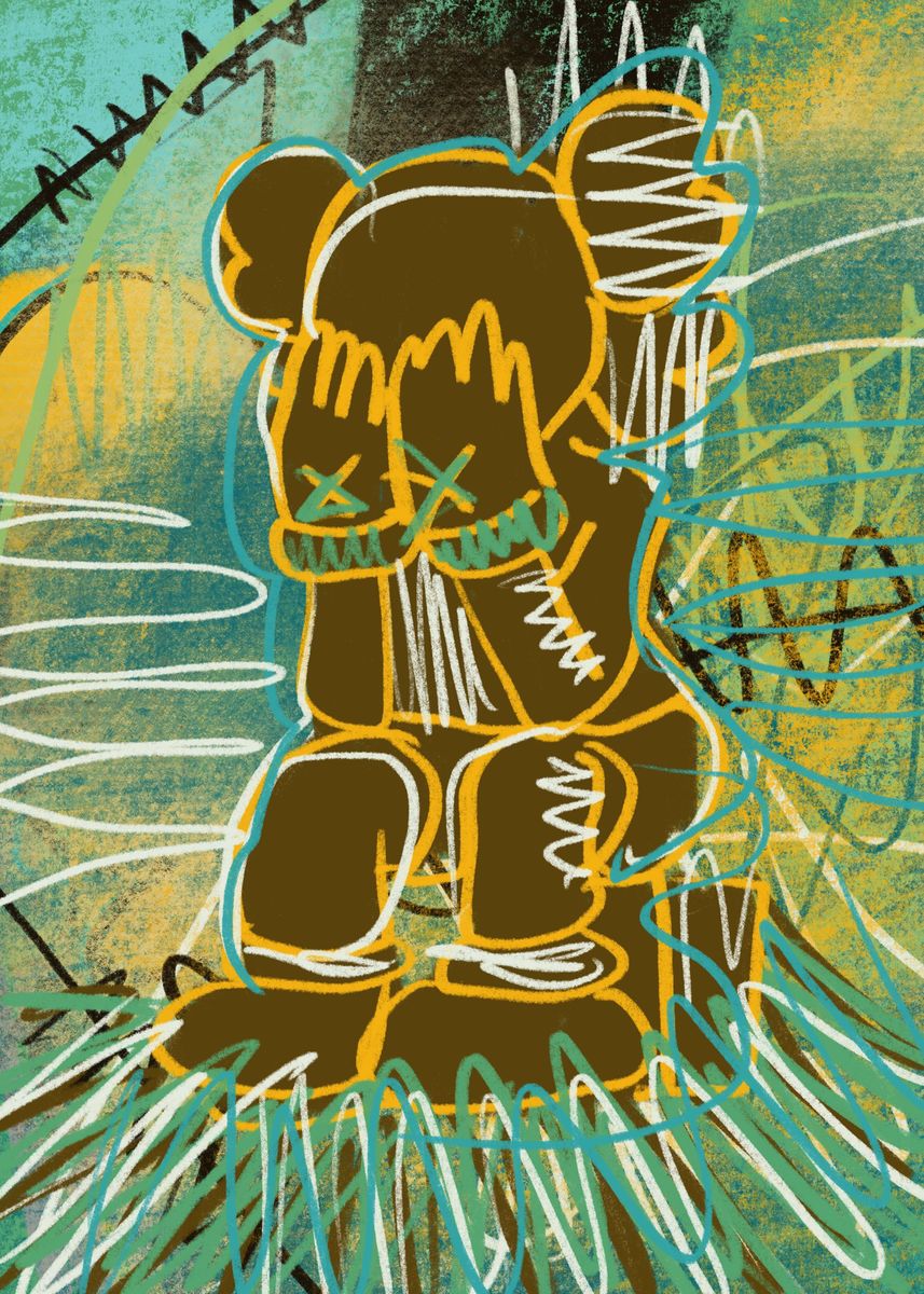 'Green abstract kaws' Poster by masn | Displate