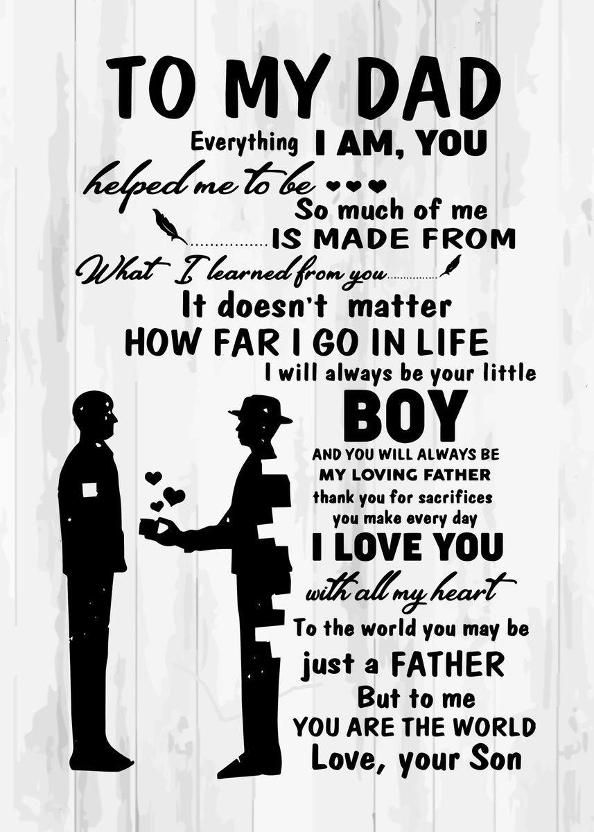 'To My Dad From Son' Poster, picture, metal print, paint by Loves ...