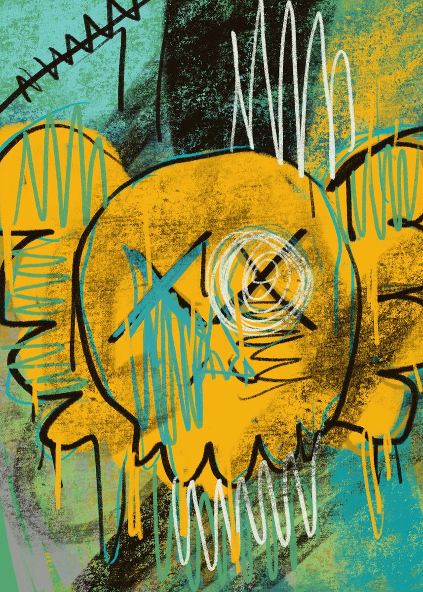 'Green abstract kaws' Poster, picture, metal print, paint by masn ...