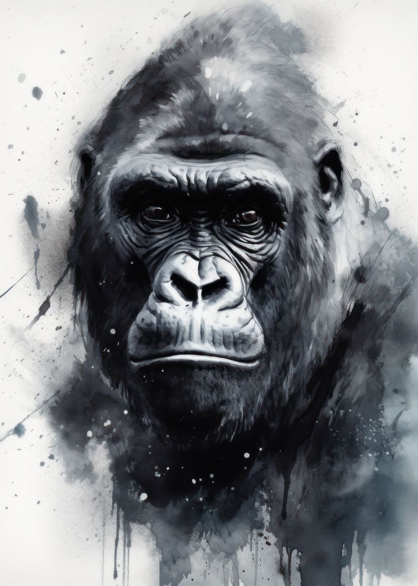 'Gorilla Beauty Watercolor' Poster by Usama Design | Displate