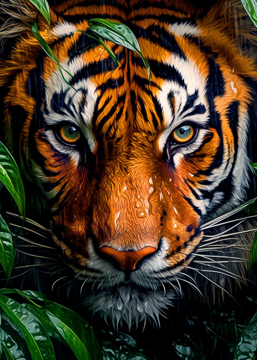 'Tiger' Poster, picture, metal print, paint by bds land | Displate