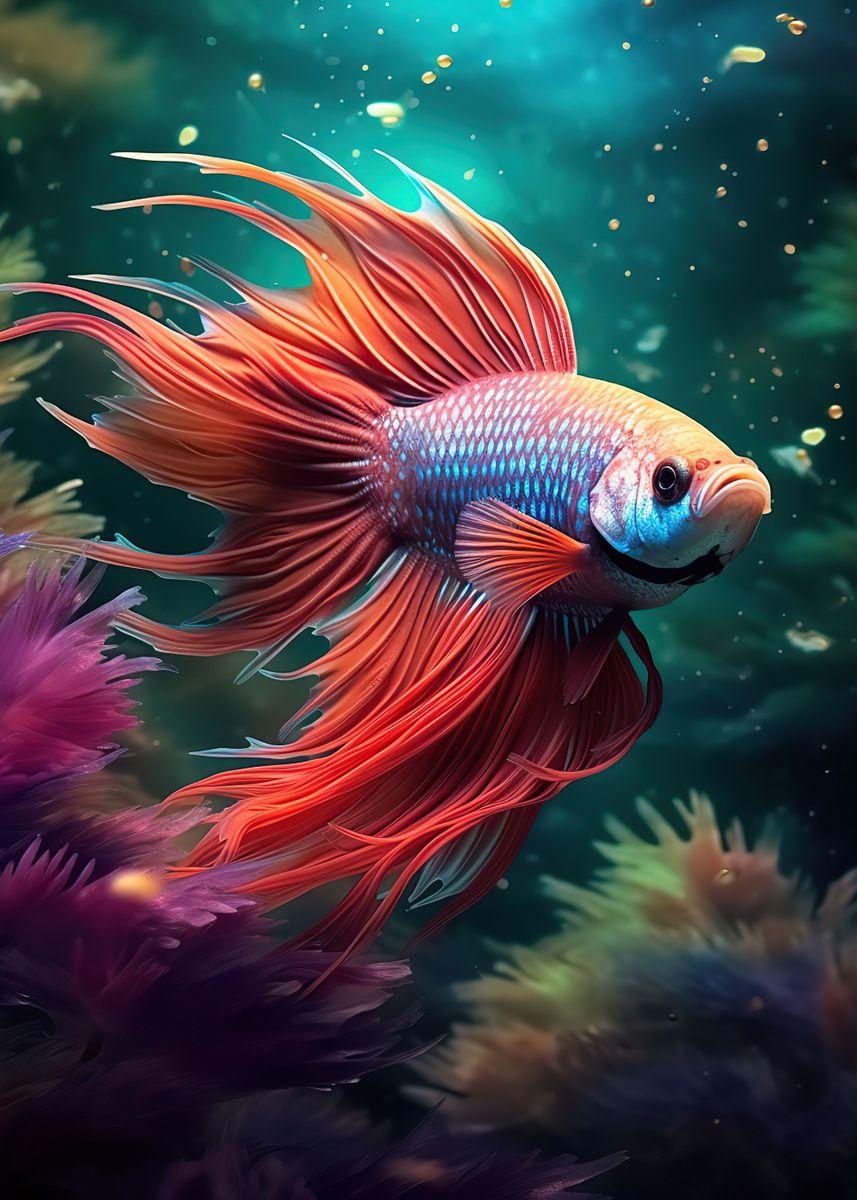'Betta fish' Poster, picture, metal print, paint by Rachelle Mcgrath ...