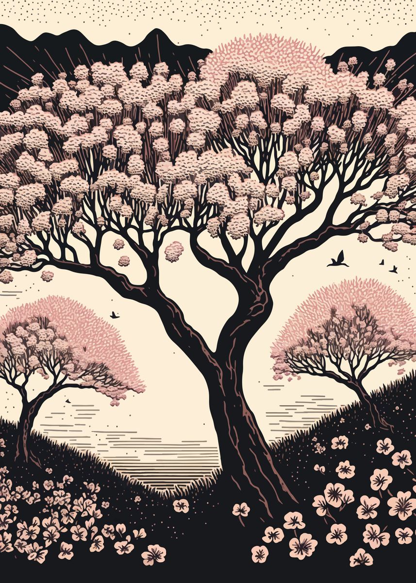 'Cherry blossom Tree' Poster, picture, metal print, paint by ...