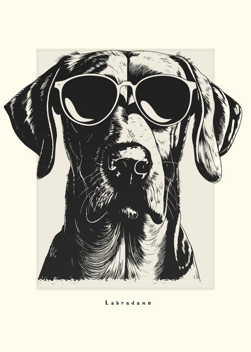 'Labradane Illustration' Poster, picture, metal print, paint by Rafael ...