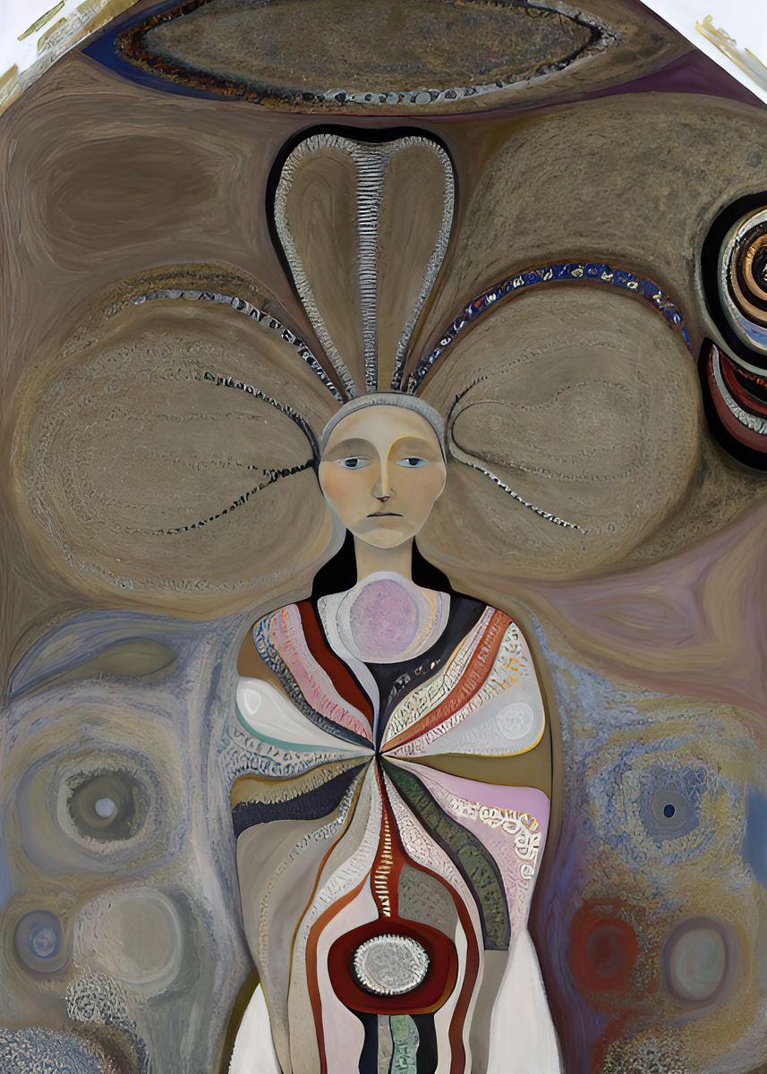 'Rabbit Totem Woman' Poster, picture, metal print, paint by Elena Ray ...