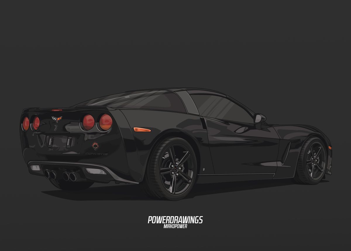 'Chevrolet Corvette C6' Poster by POWERDRAWINGS | Displate