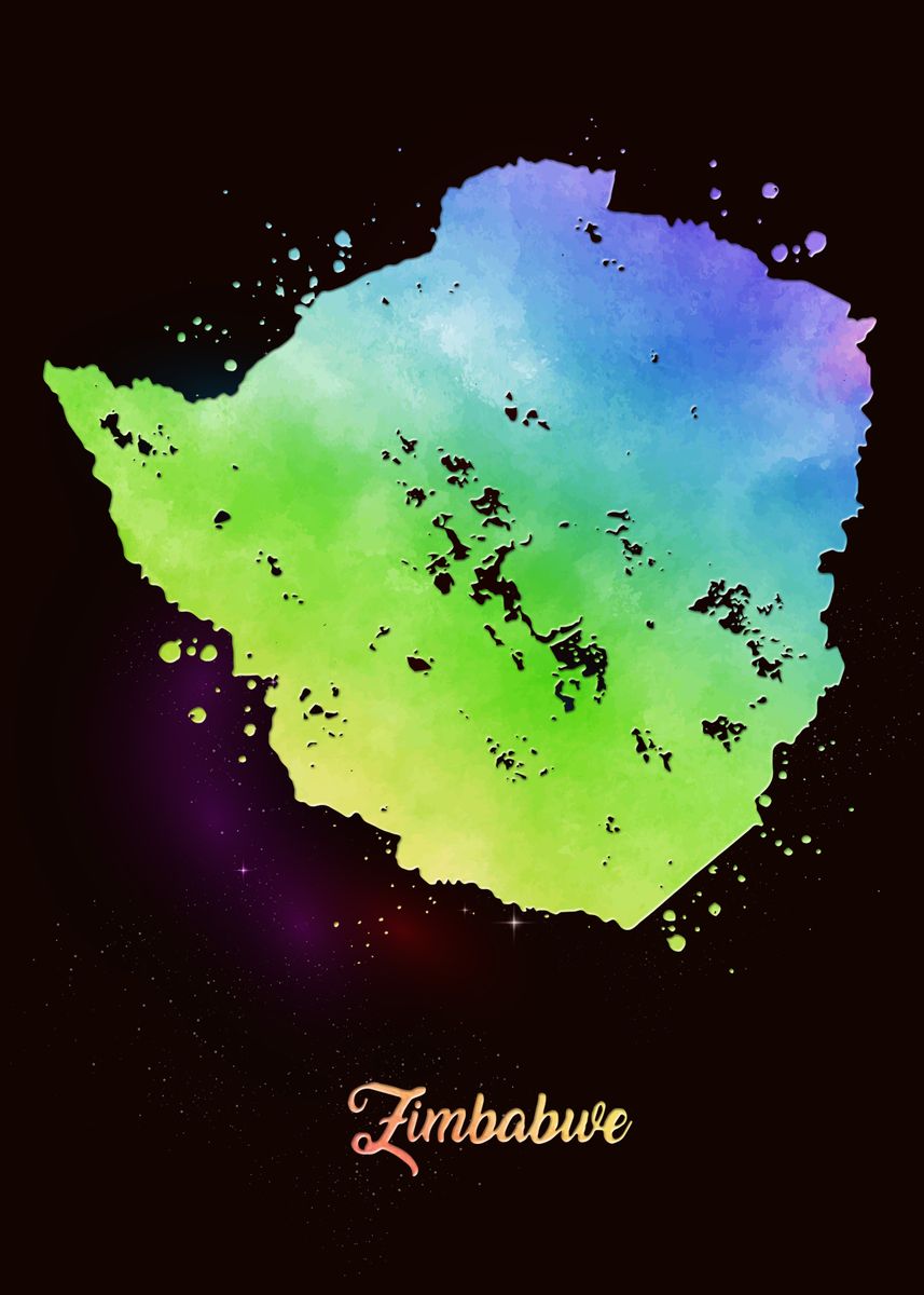 'Zimbabwe Country Map' Poster, picture, metal print, paint by Terrance ...