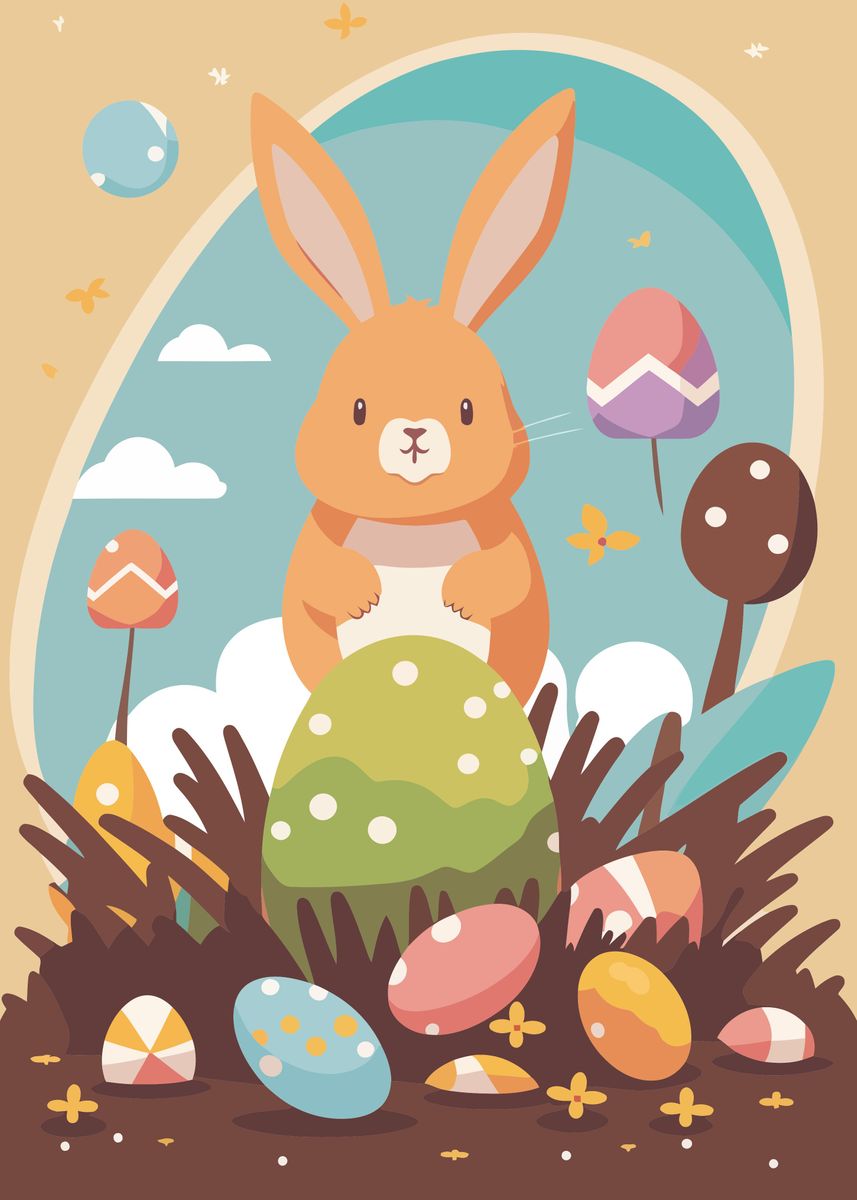 'Cartoon Easter' Poster, picture, metal print, paint by Cao Thi Hieu ...