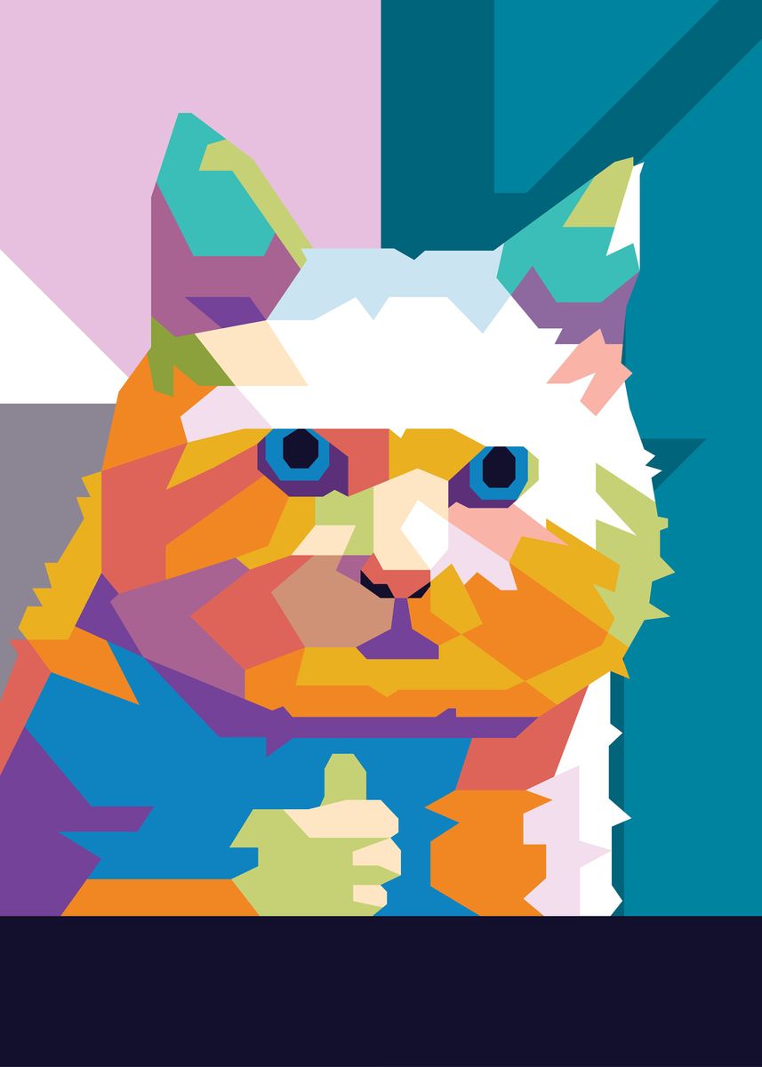 'GOOD JOB CAT' Poster, picture, metal print, paint by Muifatin | Displate