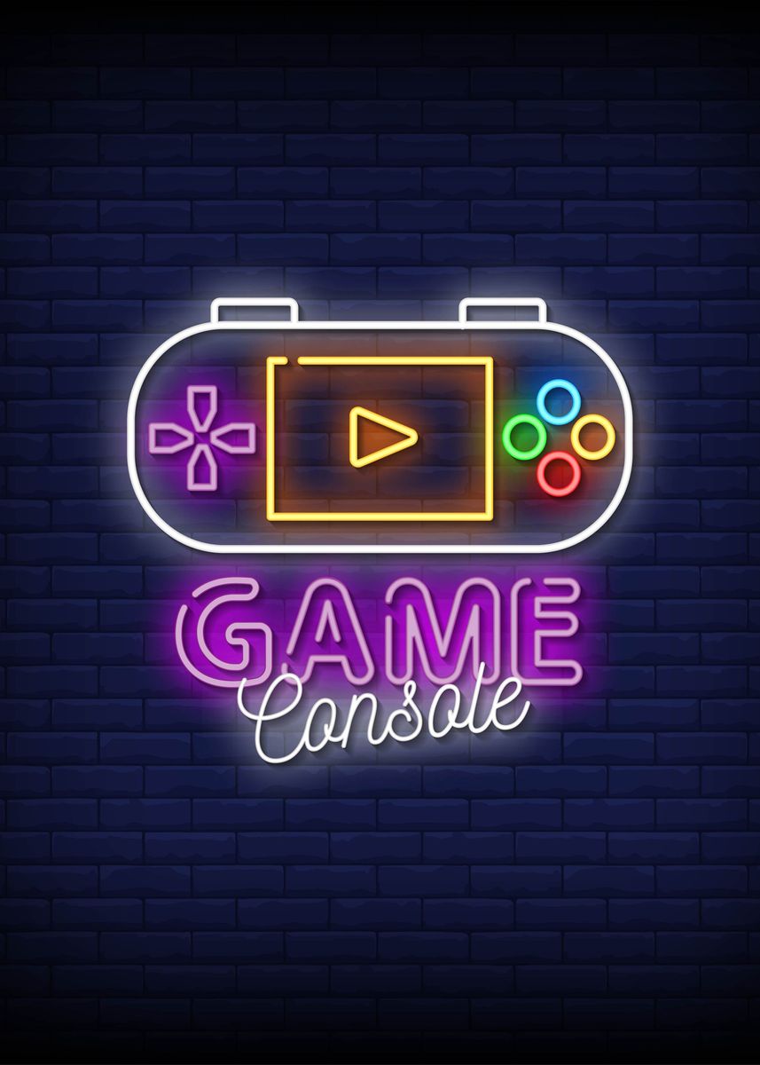 'Game console neon sign' Poster, picture, metal print, paint by ...