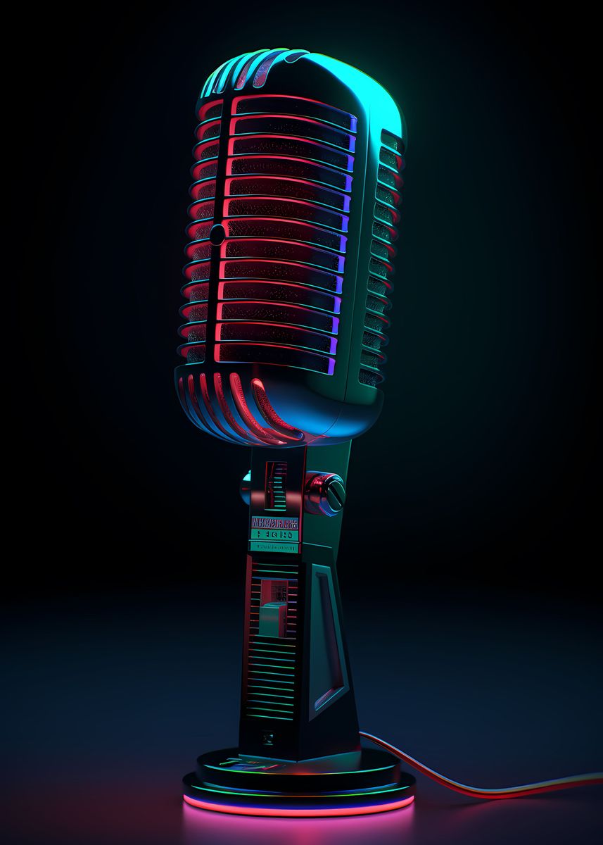 'Retro Microphone' Poster, picture, metal print, paint by David ...
