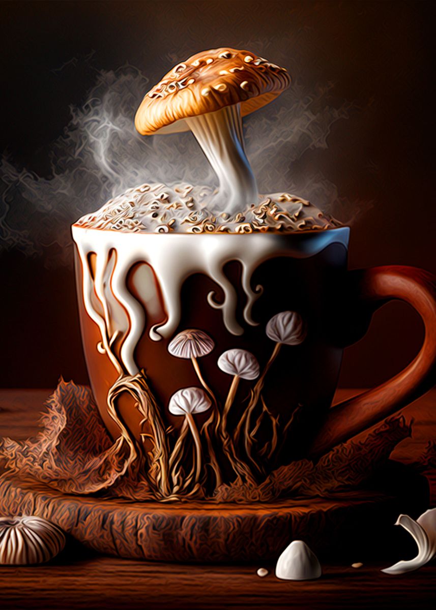 'Coffee Mushroom' Poster, picture, metal print, paint by Kante Dino ...