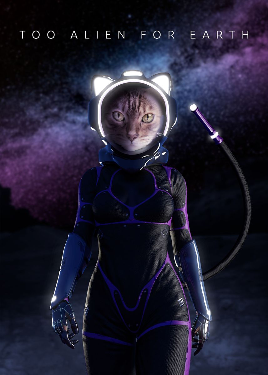 'Cosmic Cat Explorer' Poster, picture, metal print, paint by Cool ...