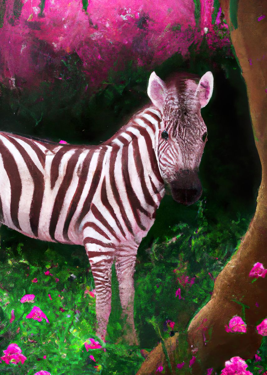 'Pink Zebra' Poster, picture, metal print, paint by maxdesign | Displate