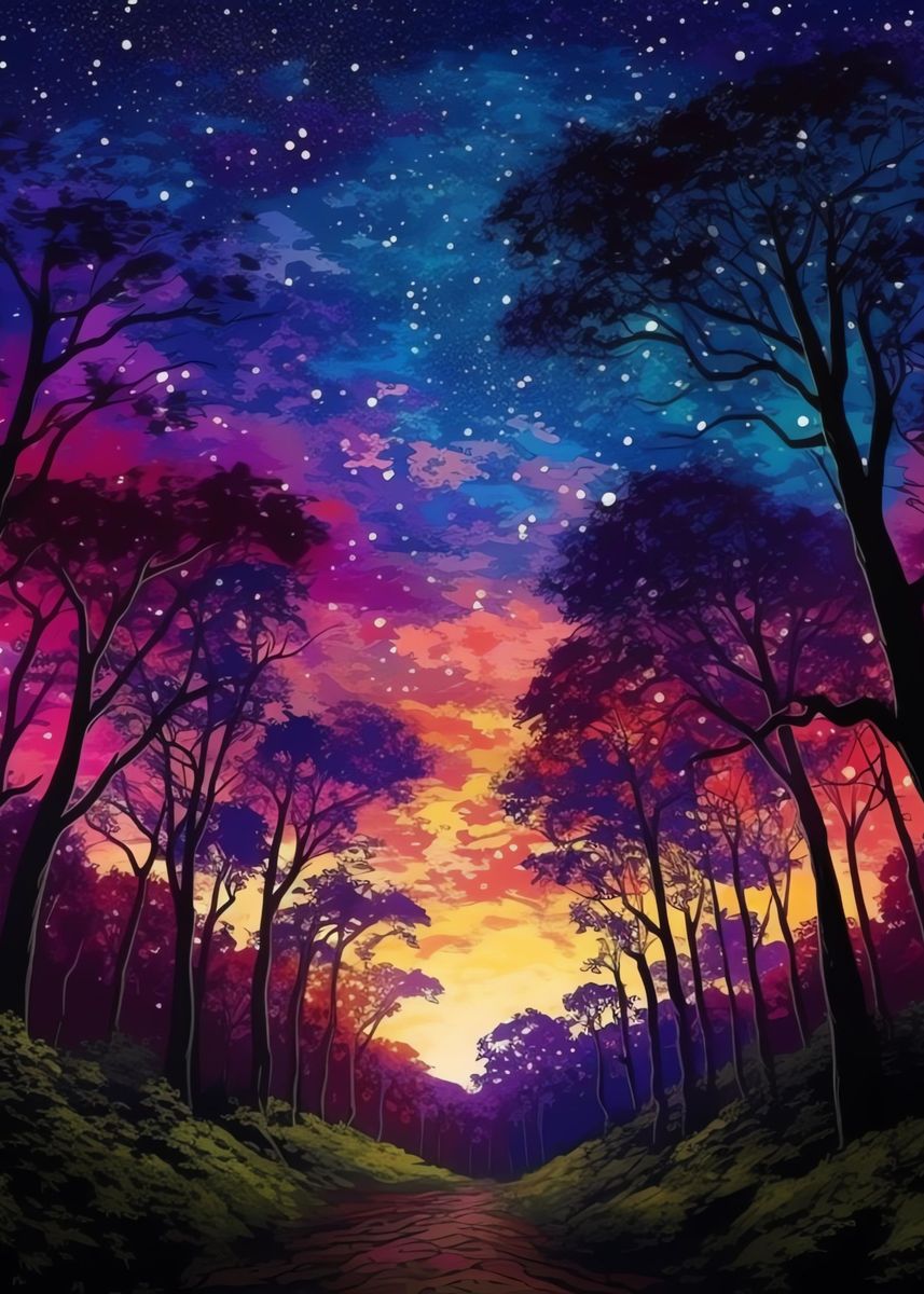 'Afternoon to The Night Sky' Poster, picture, metal print, paint by ...