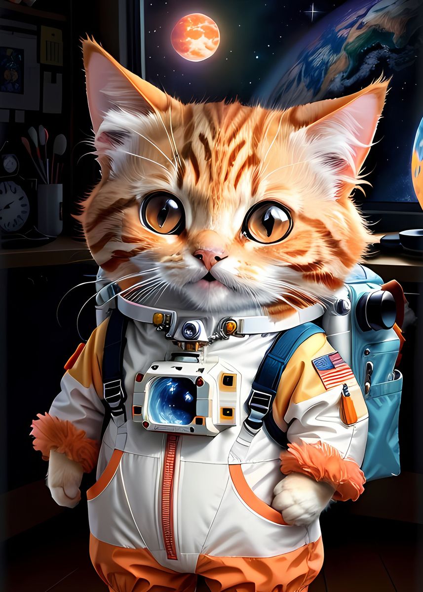 'cute astronaut cat ' Poster by erma wati | Displate