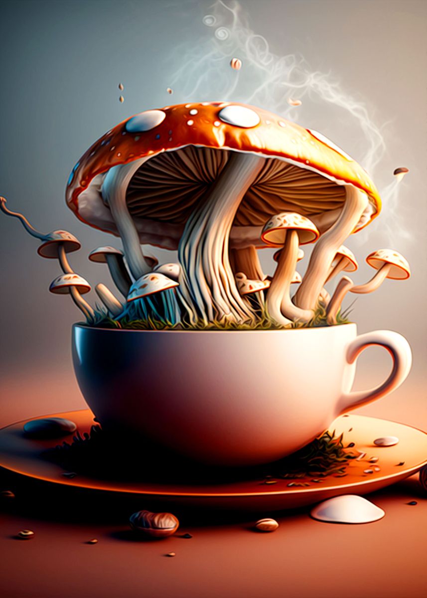 'Coffee Mushroom' Poster, picture, metal print, paint by Kante Dino ...