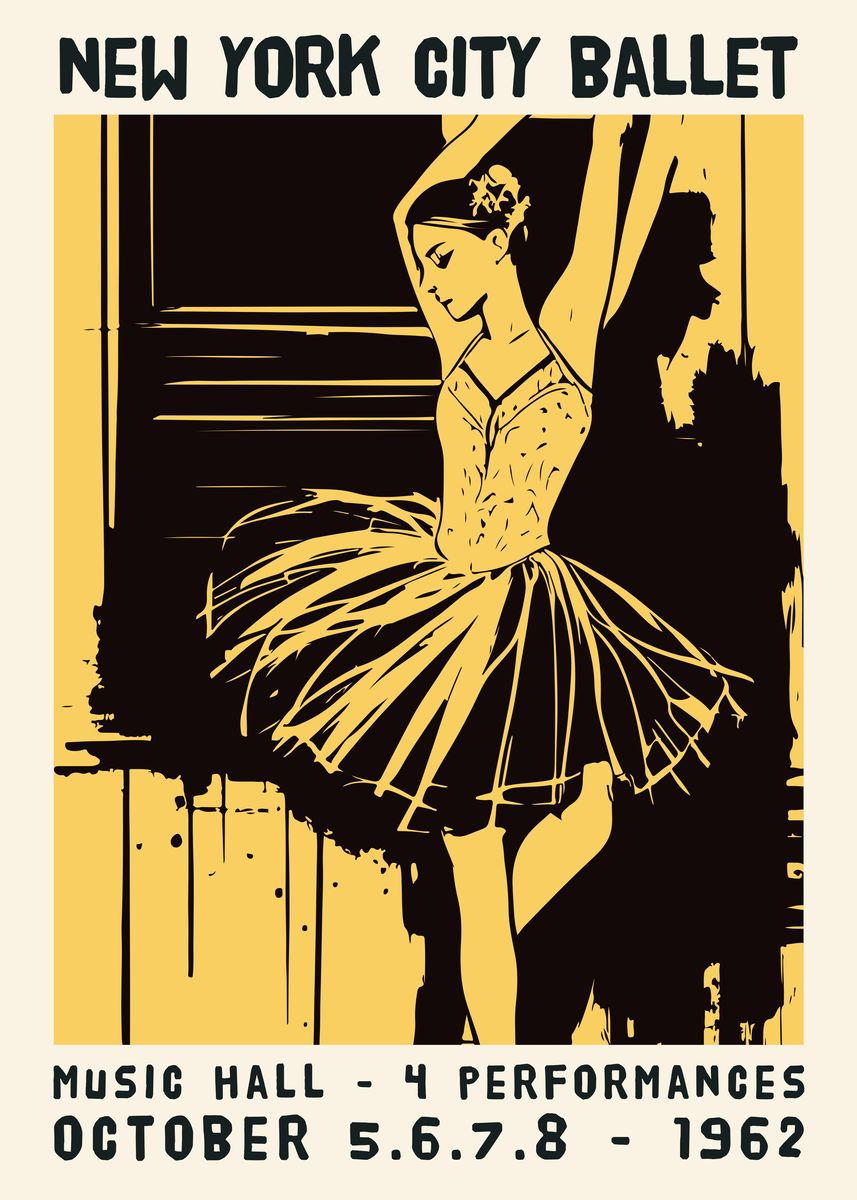 'Retro NYC Ballet' Poster, picture, metal print, paint by ...