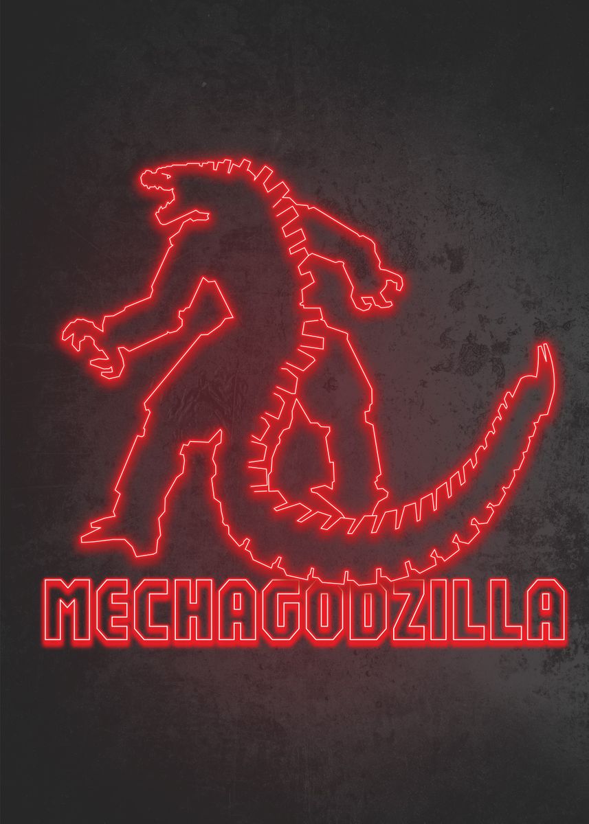 'Neon Mechagodzilla Black' Poster, picture, metal print, paint by ...