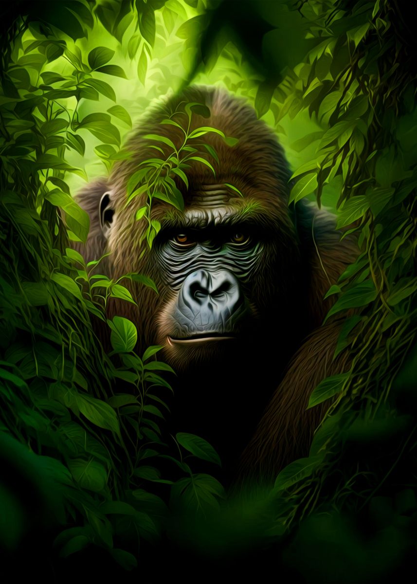 'Gorilla' Poster, picture, metal print, paint by bds land | Displate