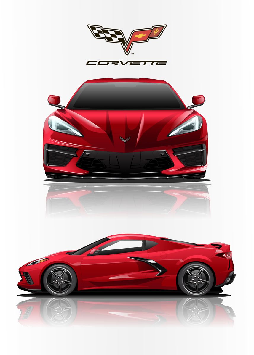 'Corvette C8 Stingray' Poster, picture, metal print, paint by ...