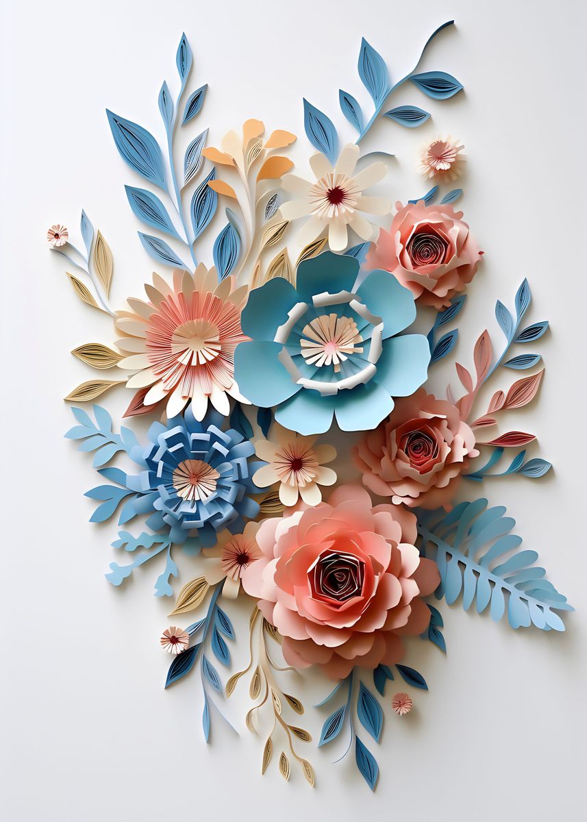 'Flowers paper craft' Poster, picture, metal print, paint by Nathan ...
