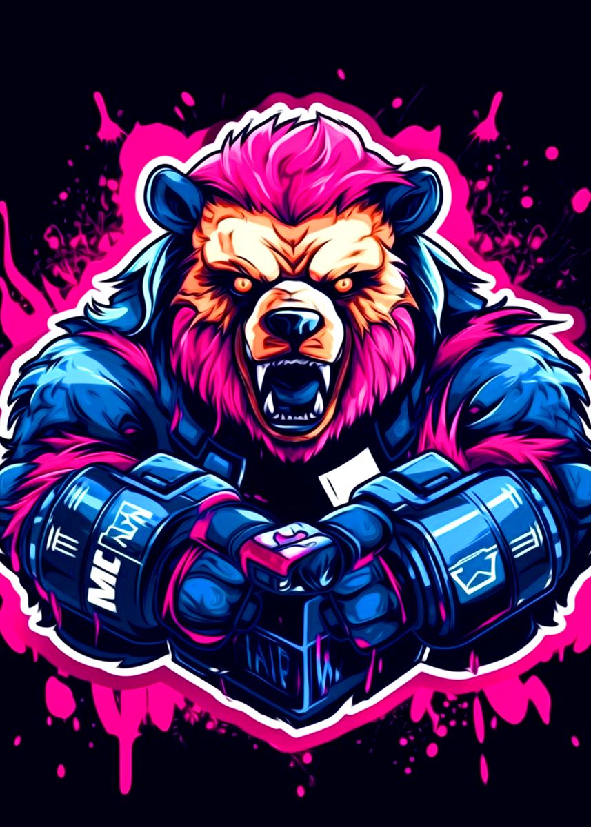 'Funny bear playing game' Poster by kins ral | Displate