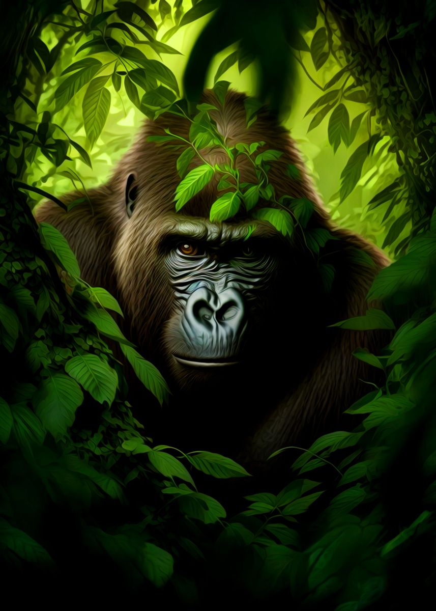 'Gorilla' Poster, picture, metal print, paint by bds land | Displate