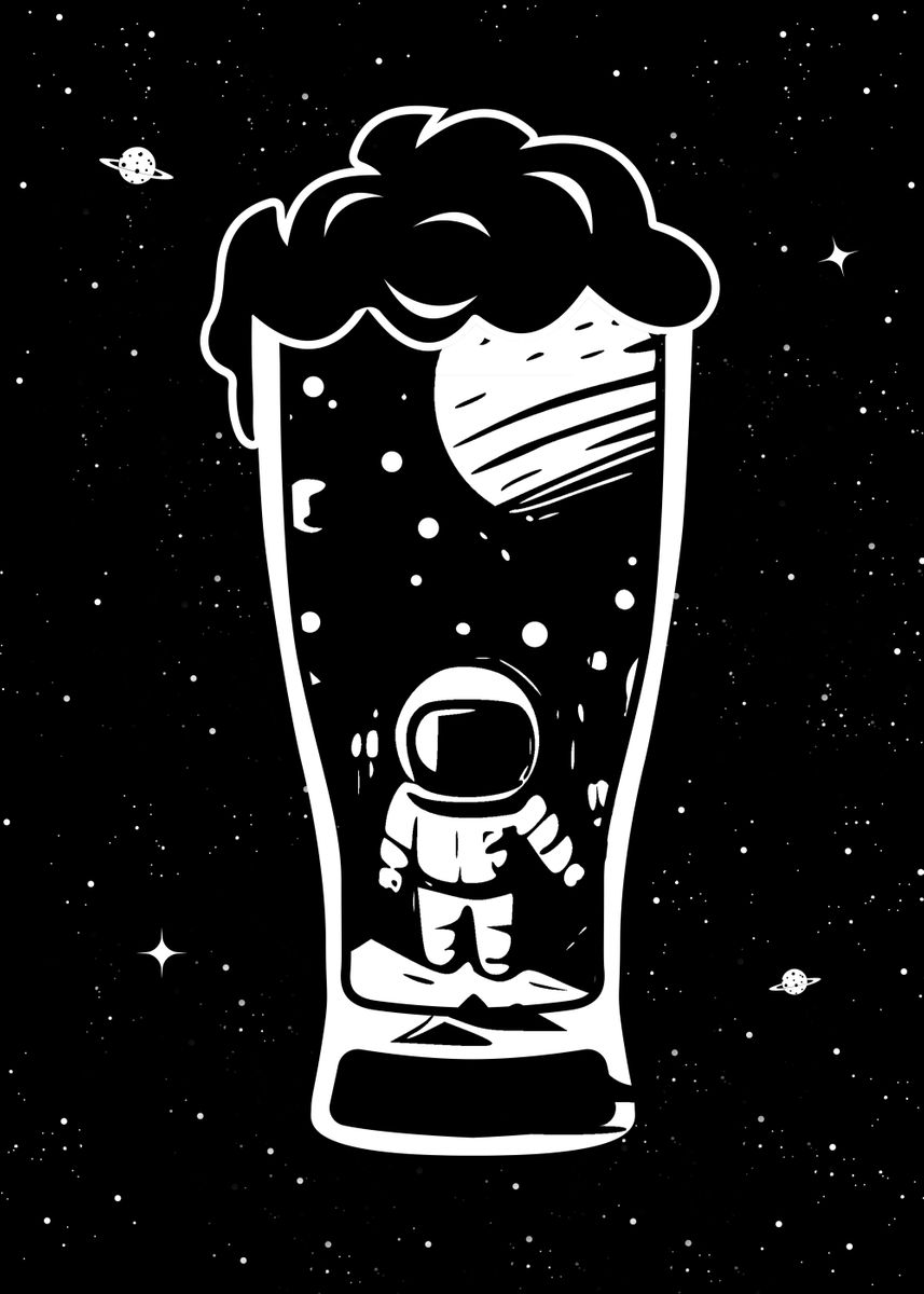 'Space in Beer Mug' Poster, picture, metal print, paint by XandYart ...