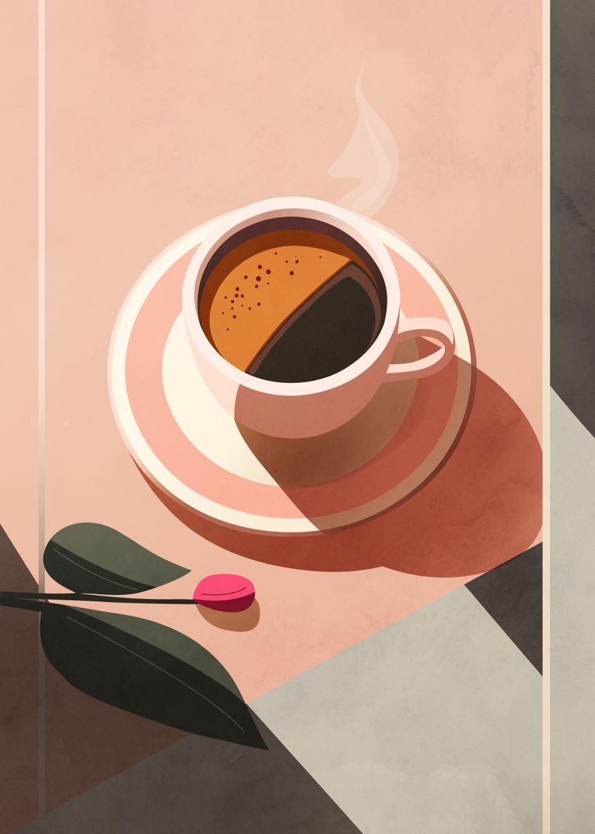 'Pink Morning Coffee Light' Poster by Camille Rosetta Lab | Displate