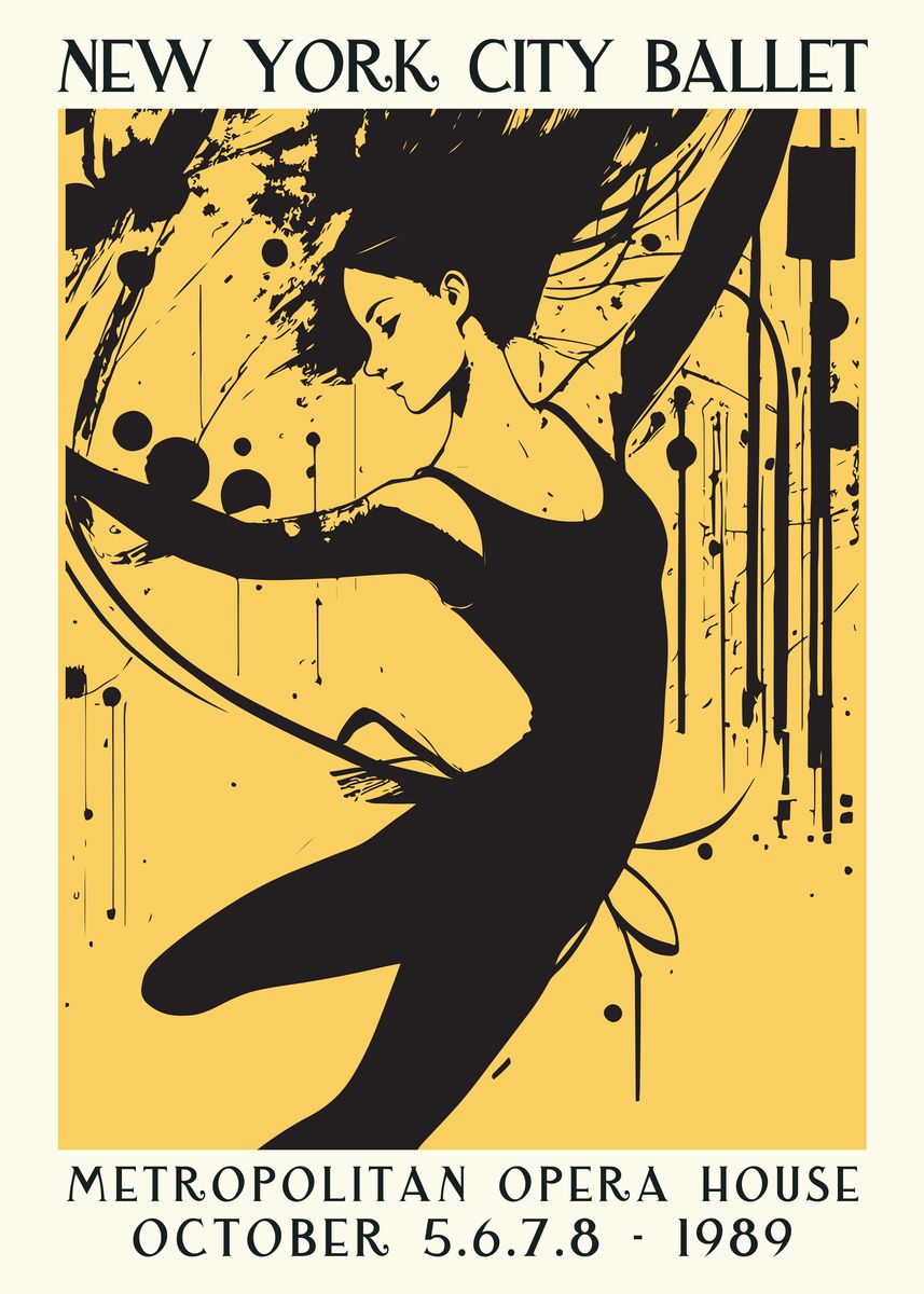 'Retro New York City Ballet' Poster, picture, metal print, paint by BluePinkPanther | Displate