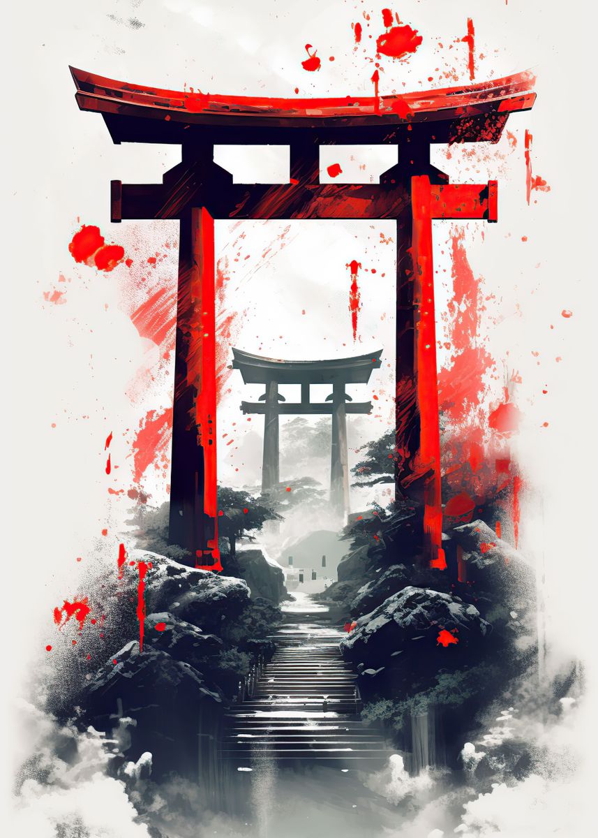 'Torii Gate Japanese' Poster, picture, metal print, paint by Desiree ...