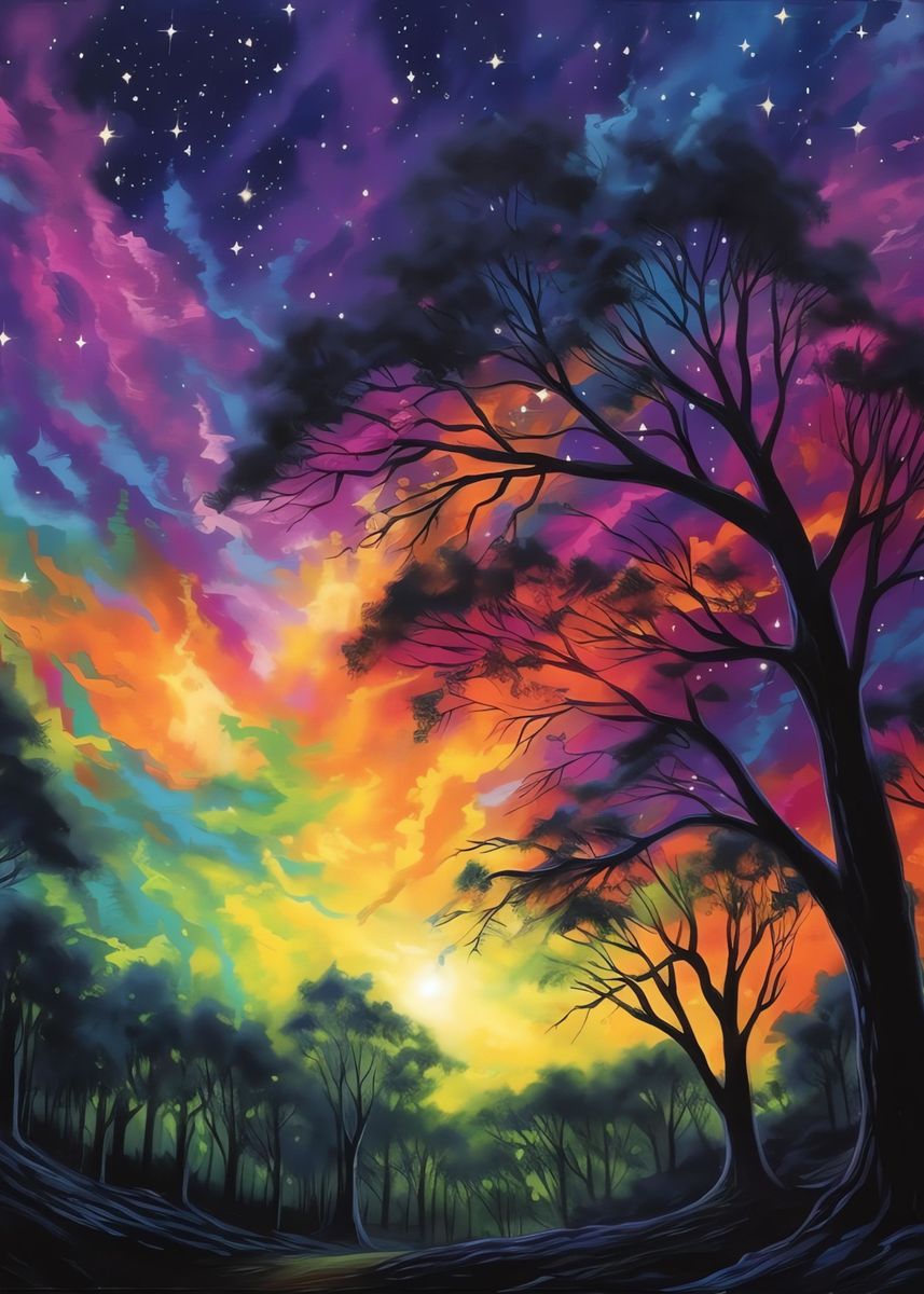 'Clear Sky with Full Stars' Poster, picture, metal print, paint by ...