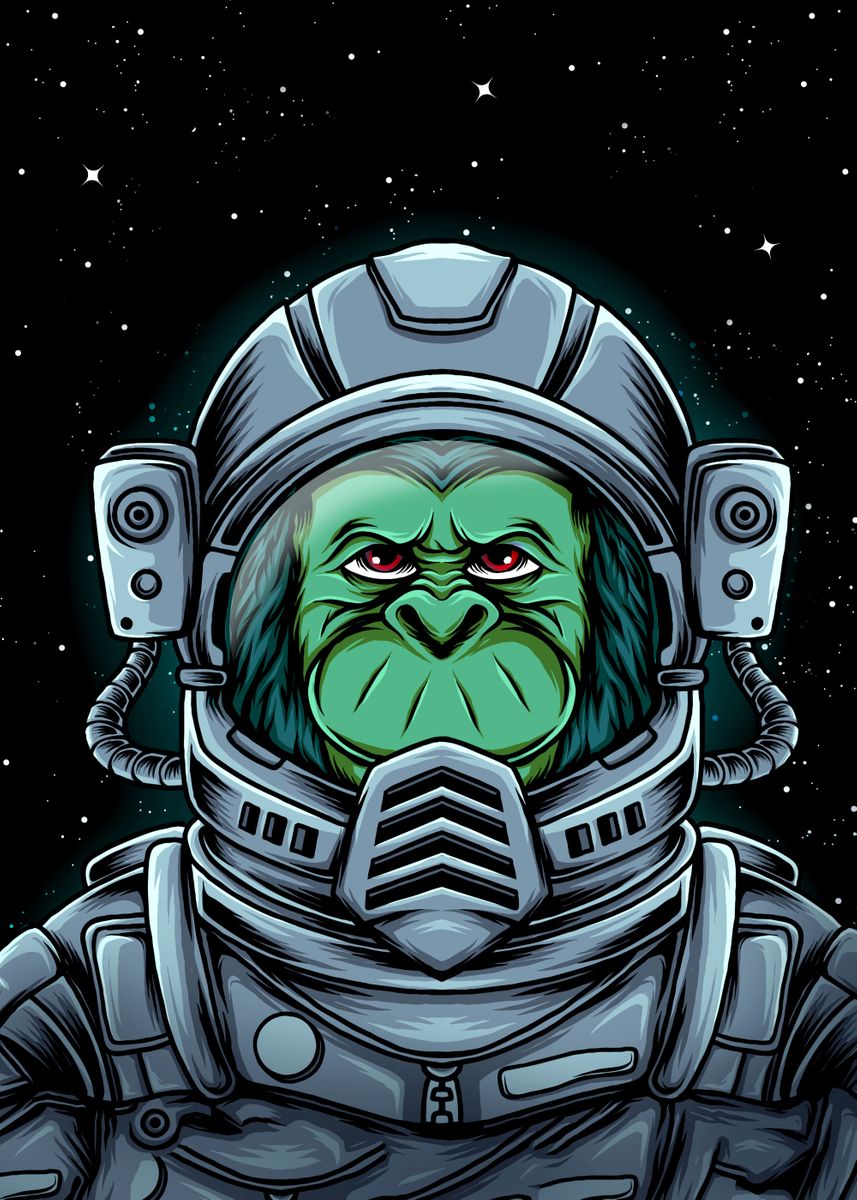 'Astronaut Ape Alien' Poster, picture, metal print, paint by XandYart ...