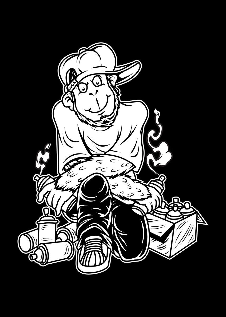 'Rap Monkey BnW 02' Poster by hendra pratama | Displate