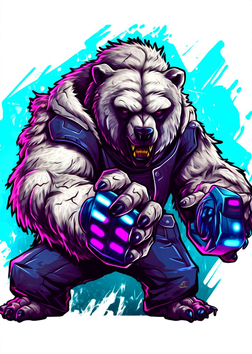 'Funny bear playing game' Poster by kins ral | Displate